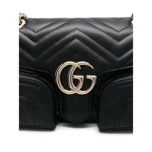 Gucci Calf Leather Chevron Quilted Shoulder Bag
