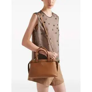 Prada Calf Leather Tote Bag - Brown