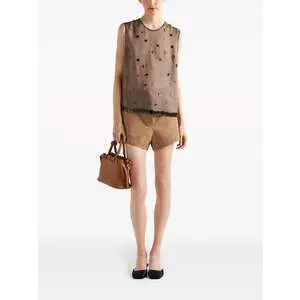 Prada Calf Leather Tote Bag - Brown