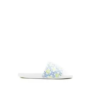 Casablanca Monogram Pattern Open Toe Flat Slides