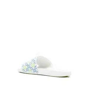 Casablanca Monogram Pattern Open Toe Flat Slides