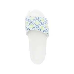 Casablanca Monogram Pattern Open Toe Flat Slides