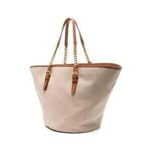 Saint Laurent Canvas And Leather Trim Tote Bag