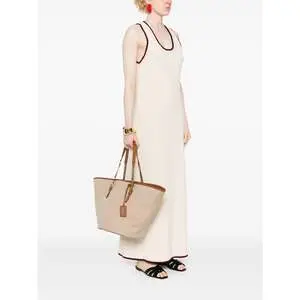 Saint Laurent Canvas And Leather Trim Tote Bag