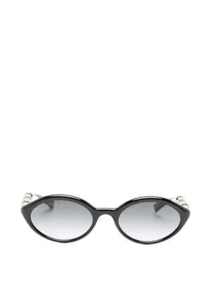 Gucci Oval Frame Sunglasses With Bamboo-effect Arms - Multicolor