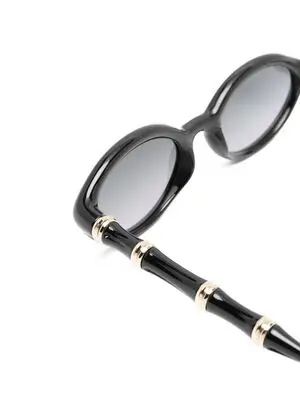 Gucci Oval Frame Sunglasses With Bamboo-effect Arms - Multicolor