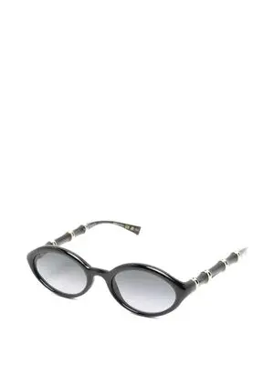 Gucci Oval Frame Sunglasses With Bamboo-effect Arms - Multicolor