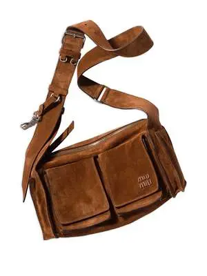 Miu Miu Suede Utility Shoulder Bag - Brown