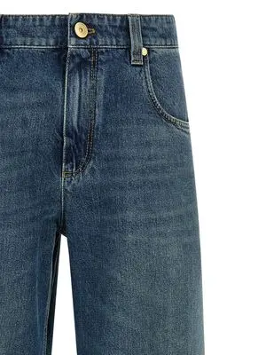 Brunello Cucinelli Denim Cotton Jeans With Monili Chain Detail