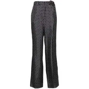 Prada Tailored Paisley Print Silk Trousers - Blue