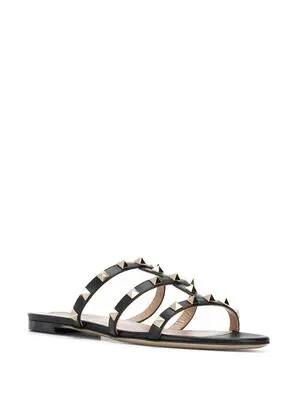 Valentino Garavani Rockstud Leather Flat Sandals - Multicolor