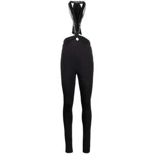 Attico High-waisted Skinny Cut Trousers With Chain Detail - Black