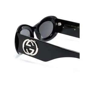 Gucci Acetate Oval Frame Sunglasses - Black