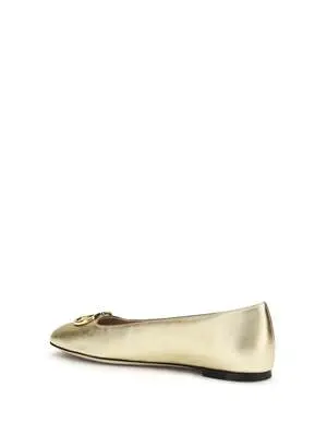 Valentino Garavani Vlogo Signature Laminated Leather Ballerinas - Gold