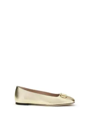 Valentino Garavani VALENTINO GARAVANI VLogo Signature Laminated Leather Ballerinas Gold