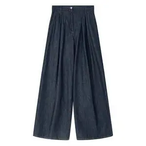 Dries Van Noten Wide Leg Pleated Silk & Nylon Trousers