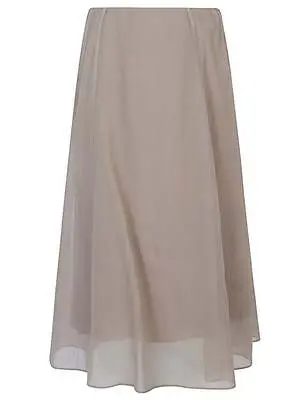 Brunello Cucinelli Silk Midi Skirt - Multicolor
