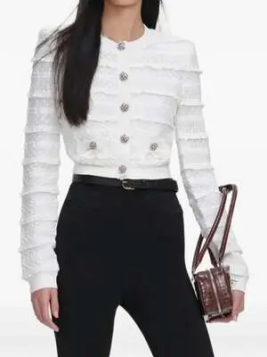 SELF-PORTRAIT Pointelle Diamante Cardigan - Multicolor