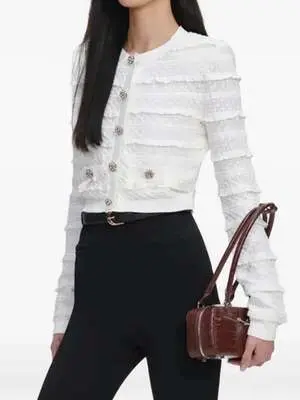 SELF-PORTRAIT Pointelle Diamante Cardigan - Multicolor