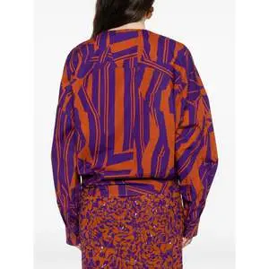 Dries Van Noten Printed Wrap Front Blouse - Purple
