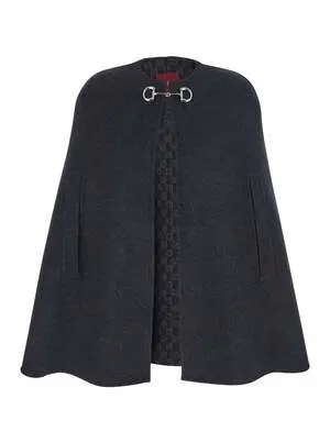 Gucci Wool Silk Cape With Horsebit Closure - Multicolor
