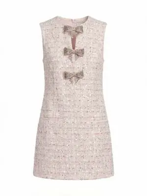 SELF-PORTRAIT Sequin Boucle Bow Mini Dress