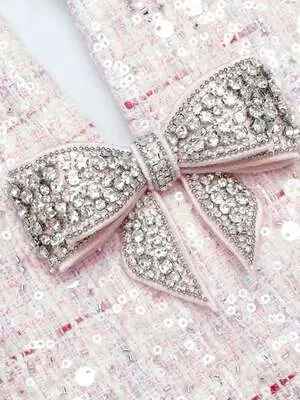 SELF-PORTRAIT Sequin Boucle Bow Mini Dress