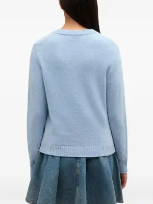 GANNI Light Blue Graphic Print Crewneck Sweater - Multicolor
