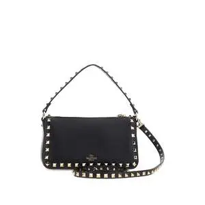 Valentino Garavani Calf Leather Grained Rockstud Embellished Tote Bag