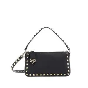Valentino Garavani Calf Leather Grained Rockstud Embellished Tote Bag