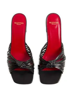 Valentino Garavani Leather Knot Detail Heeled Slides