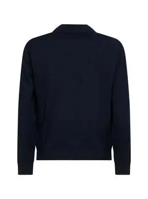 Valentino Garavani Navy Blue Wool Knit Polo Shirt With Vlogo Patch