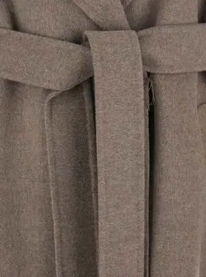 Max Mara Wool Coat With Notched Lapel And Belt - Multicolor