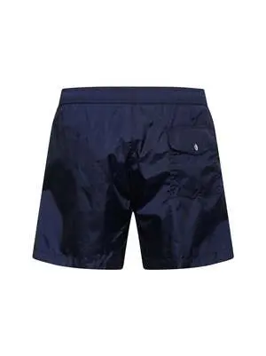 Moncler Navy Blue Nylon Logo Patch Swim Shorts