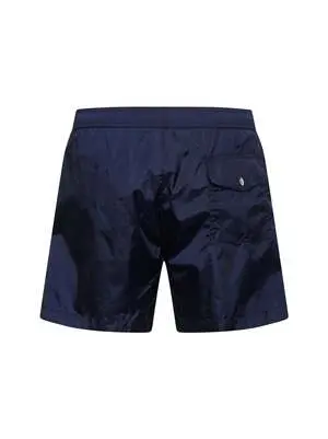 Moncler Navy Blue Nylon Logo Patch Swim Shorts - Multicolor