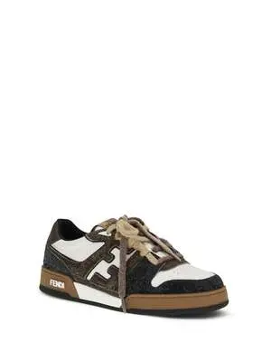 Fendi Leather Sneakers With Logo Detail - Multicolor