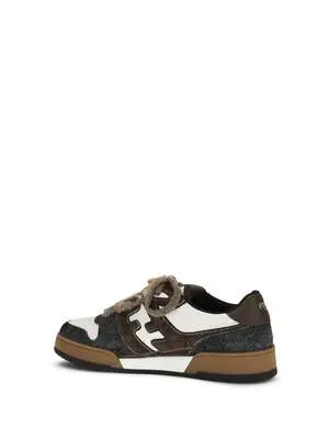 Fendi Leather Sneakers With Logo Detail - Multicolor