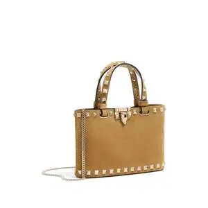 Valentino Garavani Rockstud Embellished Leather Tote Bag - Cream