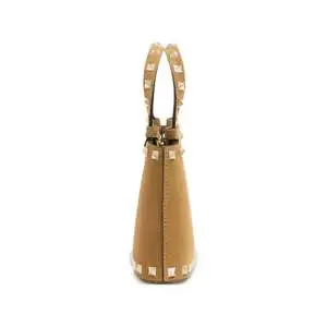 Valentino Garavani Rockstud Embellished Leather Tote Bag - Cream