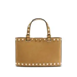 Valentino Garavani Rockstud Embellished Leather Tote Bag - Cream