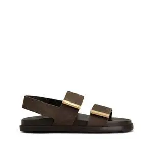 TOD'S Dark Calf Leather Slingback Sandals - Brown