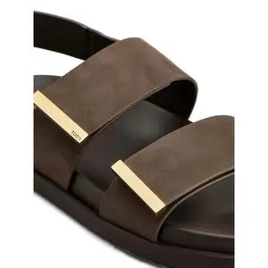 TOD'S Dark Calf Leather Slingback Sandals - Brown