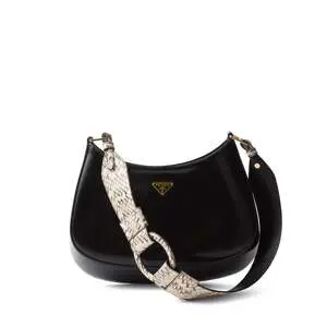 Prada Leather Shoulder Bag With Ayers-leather Detailing - Black