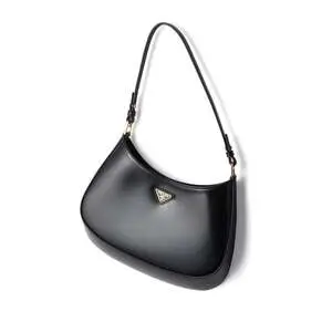 Prada Leather Shoulder Bag With Ayers-leather Detailing - Black