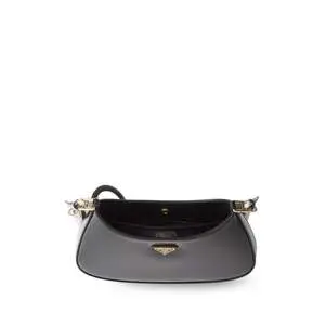 Prada Leather Shoulder Bag With Ayers-leather Detailing - Black
