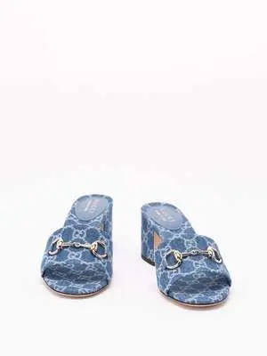 Gucci Denim Slides With Horsebit Detail