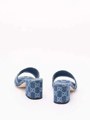 Gucci Denim Slides With Horsebit Detail