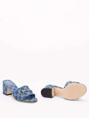 Gucci Denim Slides With Horsebit Detail
