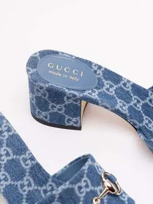 Gucci Denim Slides With Horsebit Detail