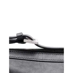 Fendi Calf Leather Grained Shoulder Bag - Black
